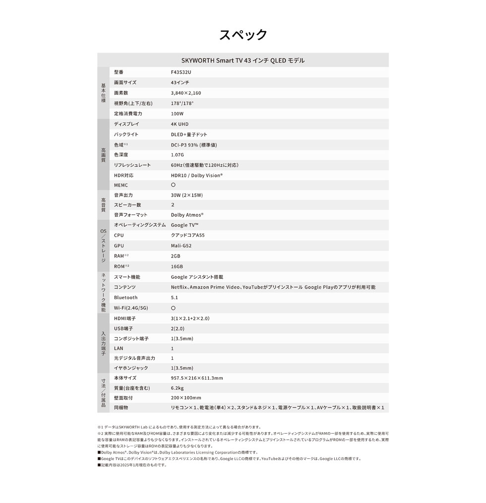 SKYWORTH Smart TV | au +1 collection | au